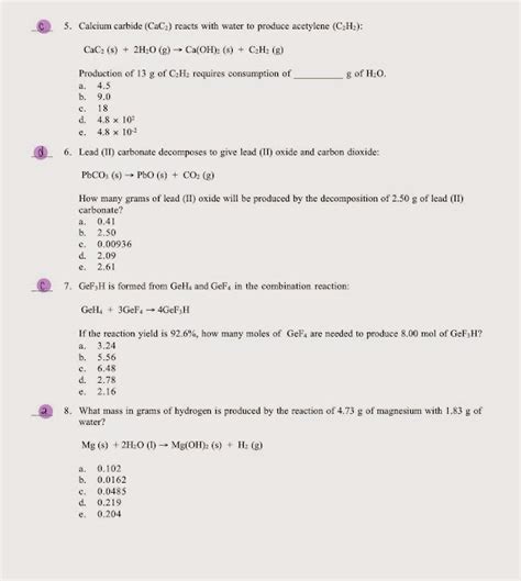 Tom Schoderbek Chemistry Stoichiometry Practice Test 2