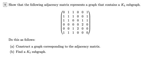Solved Show That The Following Adjacency Matrix Represents Chegg