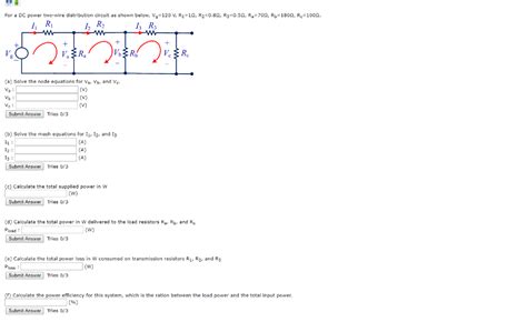 Solved For A DC Power Two Wire Distribution Circuit As Shown Chegg