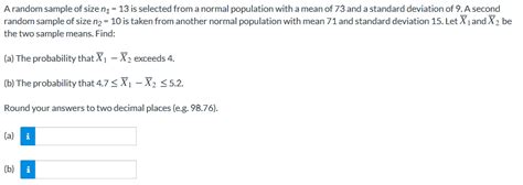 solved a random sample of size n1 13 is selected from a