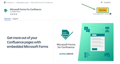 create forms in confluence with embedded microsoft forms