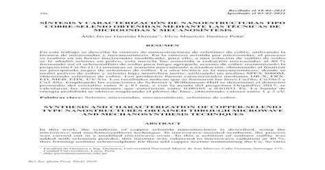 SÍntesis Y CaracterizaciÓn De Nanoestructuras Tipo … [pdf Document]