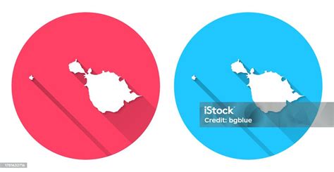 허드 섬과 맥도널드 제도 지도 빨간색 또는 파란색 배경에 긴 그림자가 있는 둥근 아이콘 3차원 형태에 대한 스톡 벡터 아트 및