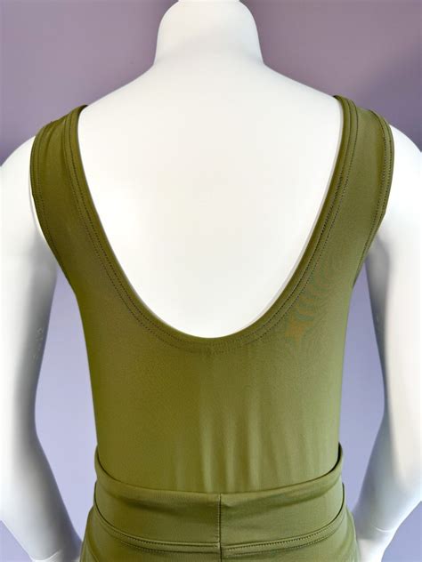New Dance Costume Olive Green Leotard And Pants With Attached Skirt