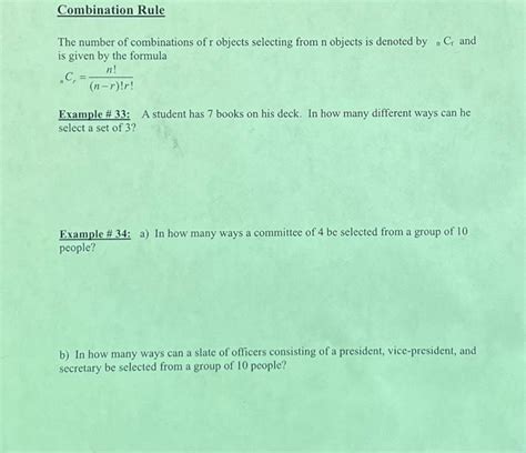 Solved The Number Of Combinations Of R Objects Selecting
