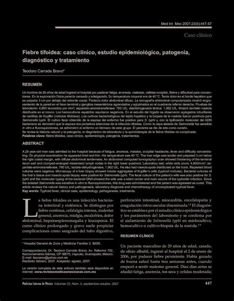 PDF Fiebre tifoidea caso clínico estudio epidemiológico Se