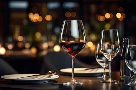 Premium Ai Image Wine Glass Restaurant Serving Dinner