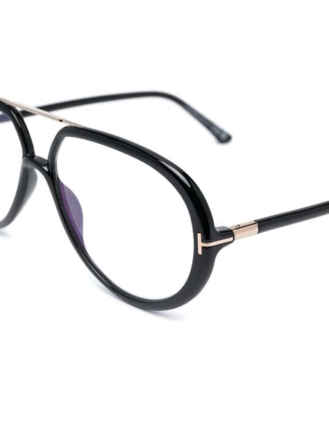 Tom Ford Eyewear T Shaped Hinge Pilot Frame Optical Glasses Black