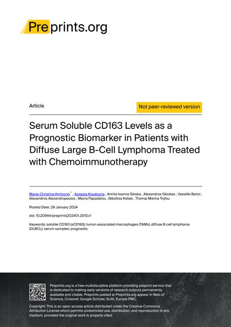Pdf Serum Soluble Cd163 Levels As A Prognostic Biomarker In Patients