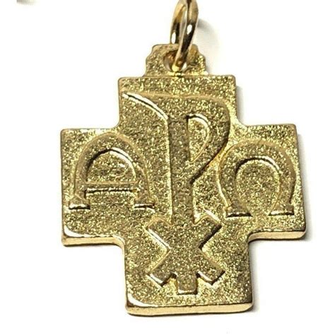 Chi Rho Cross Blessed By Pope Francis Brass Medal Etsy Chi Rho Rho