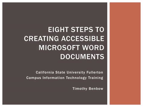 PPT Eight Steps To Creating Accessible Microsoft Word Documents