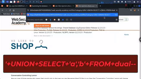 Sqli 6 Sql Injection Attack Querying The Database Type And Version On Oracle Youtube