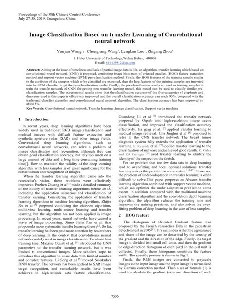 Image Classification Based On Transfer Learning Of Cnn Pdf Support Vector Machine Deep