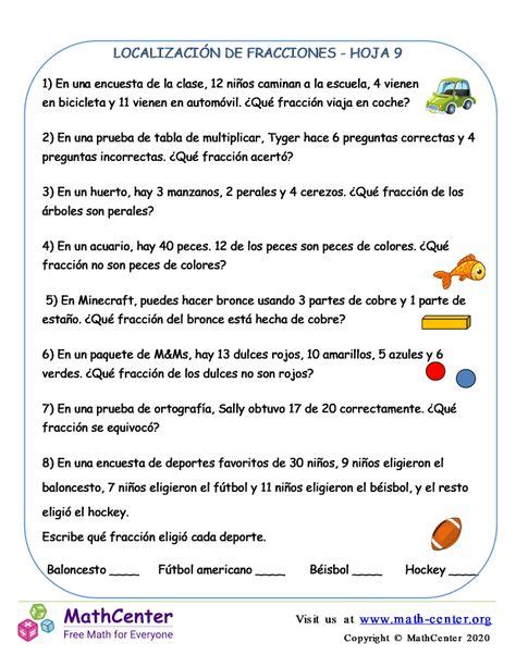 Problemas De Fracciones Tercer Grado