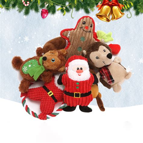 Wholesale Christmas Santa Reindeer Snowflake Bear Plush Dog Toys With
