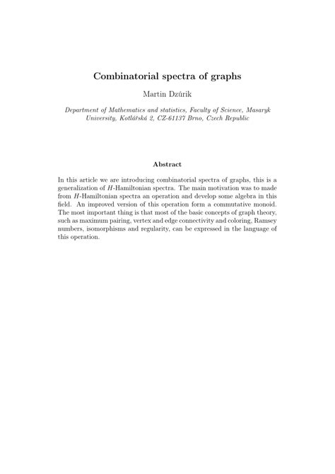 Pdf Combinatorial Spectra Of Graphs