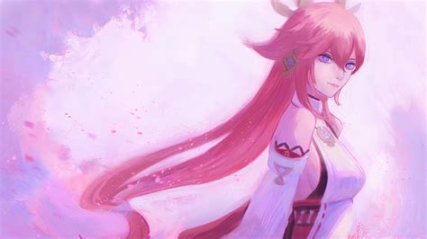 Yae Miko Genshin Impact Game Art 4k Pc Hd Wallpaper
