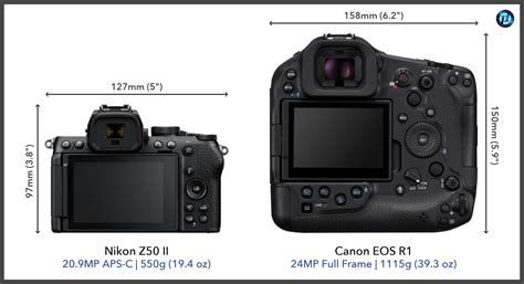 Nikon Z50 Ii Vs Canon Eos R1 Specifications Comparison
