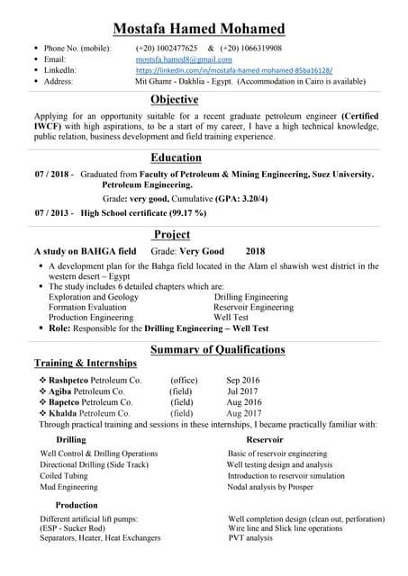 Mostafa Hamed Updated Resume Pdf