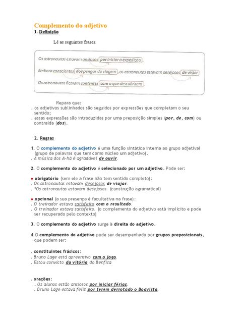 Complemento Do Adjetivo Pdf