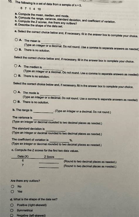 Solved The Following Is A Set Of Data From A Sample Of Chegg