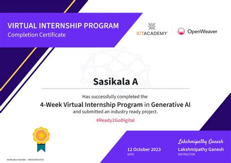 Sasikala A On Linkedin Generativeai Internship Openweaver Ictacademy Machinelearning