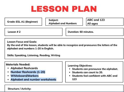 Esl A1 Lesson 2 Alphabet And Numbers Teaching Resources