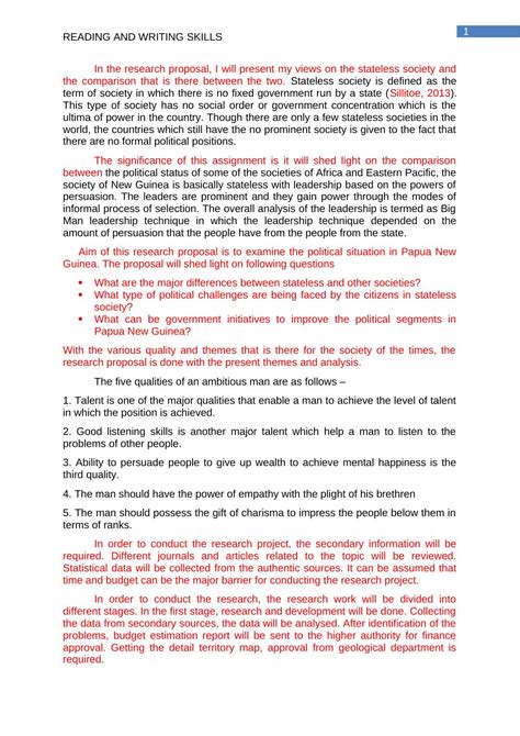 Reading And Writing Skills Stateless Society Comparison