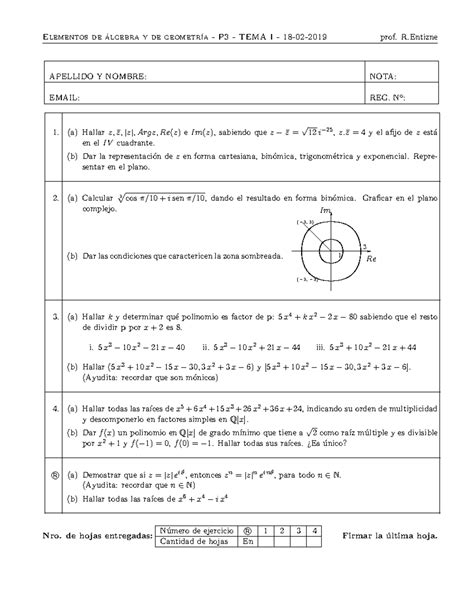 3 Parcial De Elementos De Algebra Y Geometria Elementos De ́algebra Y