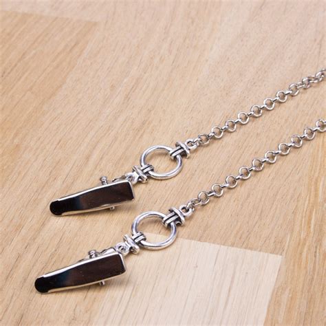 Mens Napkin Clip Chain Silver Chain With Rings Napkin Cord Mask Holder