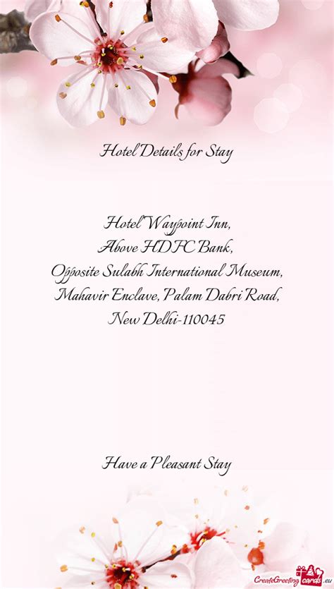 Hotel Details For Stay Free Cards