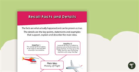 Recall Facts And Details Poster Teach Starter