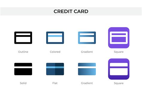 Credit Card Icon In Different Style Credit Card Vector Icons Designed In Outline Solid