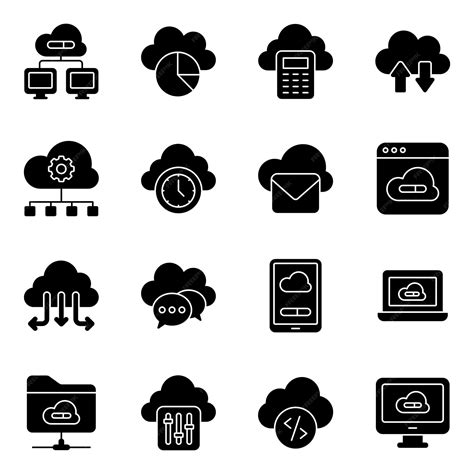Premium Vector Pack Of Cloud Computing Solid Icons