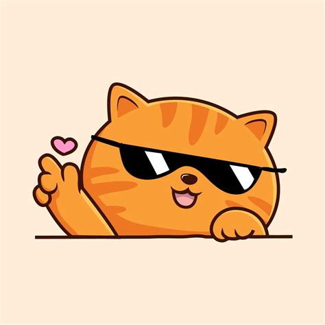 Striped Orange Cat Cartoon Cute Tabby Cat Waving Hand Pawns Vector