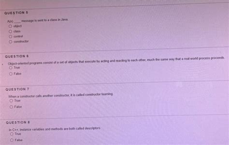 Solved Question 5 An Message Is Sent To A Class In Java