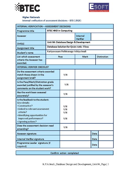 Unit 04 Database Design And Development Higher Nationals Internal