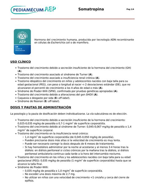 Somatropina Pdf Hormona De Crecimiento Diabetes
