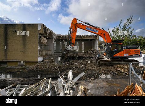 Demolition Site Rubble Heavy Machinery Building Deconstruction