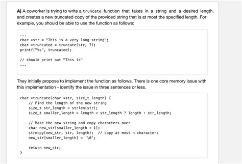 Solved A A Coworker Is Trying To Write A Truncate Function