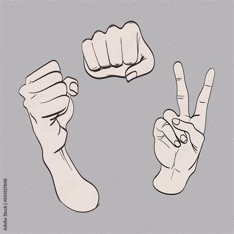 Set Of Hand Gesture Symbols Hand Drawn Trendy Vector Illustration