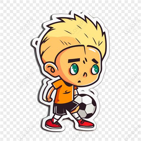 축구 공 클립 아트와 함께 사랑스러운 캐릭터를 보여주는 스티커 일러스트 벡터상표 Png 일러스트 무료 다운로드 Lovepik