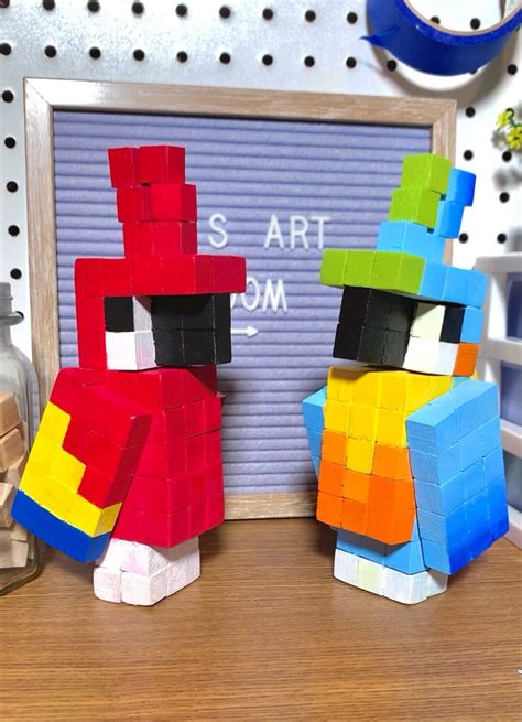 Minecraft Parrot Wooden Craft Block Etsy