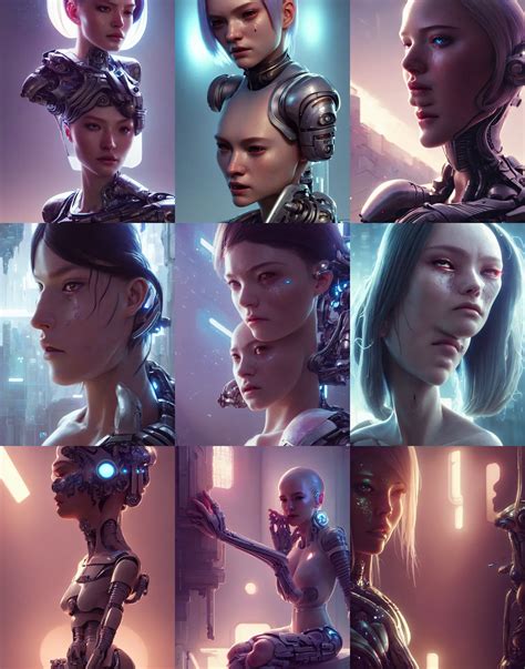 Crying Beautiful Female Android Intricate Detailed Stable Diffusion
