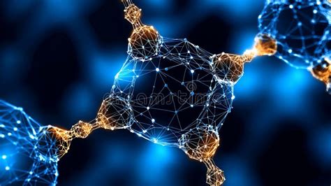 Abstract Glowing Network Blue And Orange Nodes Connected On Dark