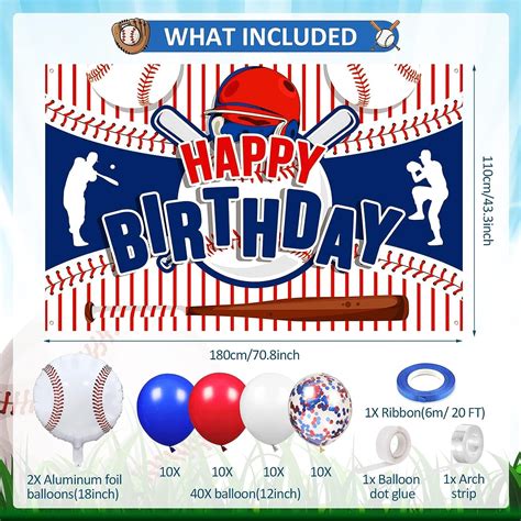 Baseball Birthday Backdrop And Balloon Garland Arch Kit Red Etsy