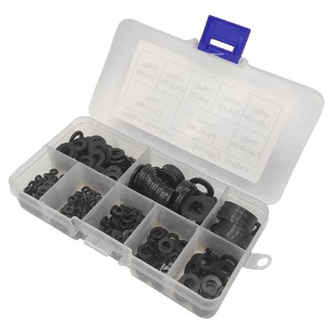 Necvior 500pcs Black Washers Round Nylon Washers Black Flat Gaskets Rings Sealing Washers