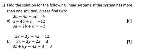 Solved Find The Solution For The Following Linear Chegg