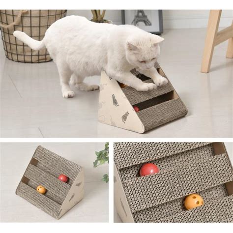爪とぎ 猫 ボール付 動物病院の先生がお勧め 三角 ダンボール 鈴 かわいい 段ボール 頑丈 ガリガリ ねこ つめとぎ 爪研ぎ ペット用品