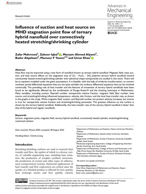 Pdf Influence Of Suction And Heat Source On Mhd Stagnation Point Flow Of Ternary Hybrid